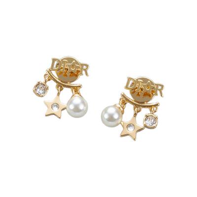 2025年新款爆款CD字母星星流苏耳钉珍珠耳环两戴耳排后挂式耳饰女