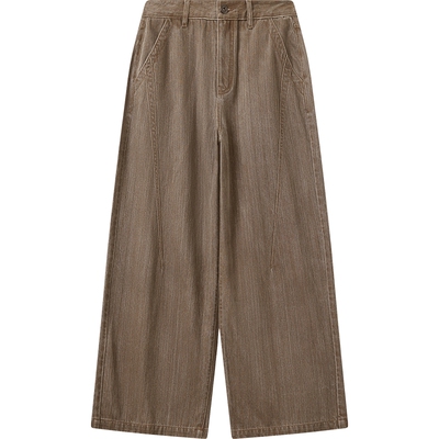 播时髦复古水洗牛仔裤女秋季宽松阔腿长裤DDS4KD5218