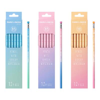 雄狮简约马卡龙色圆杆皮头铅笔