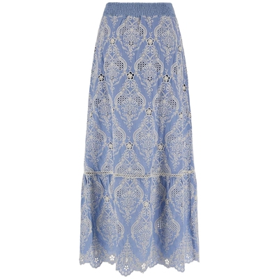 GUESS镂空花纹绣花田园半身裙