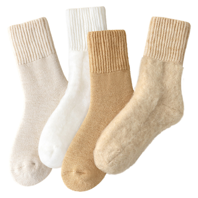 有内含绵羊毛袜子女加厚秋冬款中筒袜加绒羊毛月子袜保暖冬季长袜