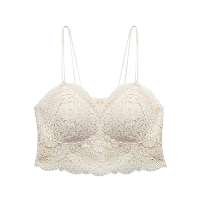 DPLAYSWEET性感美背收副乳白色文胸女蕾丝内衣吊带2025冬季新款