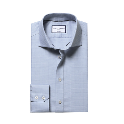 CTYRWHITT织纹温莎领修身版蓝色