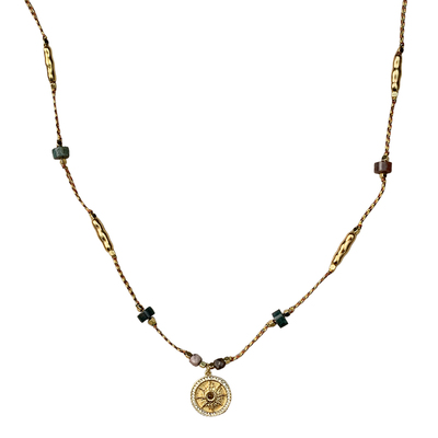 nicedream绳编天然石罗盘毛衣链