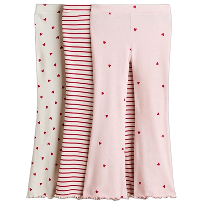 HM童装儿童女童裤子甜酷少女风春节爱心印花长裤打底裤1297241