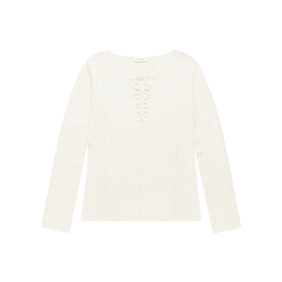 V领交叉系带长袖针织衫设计师