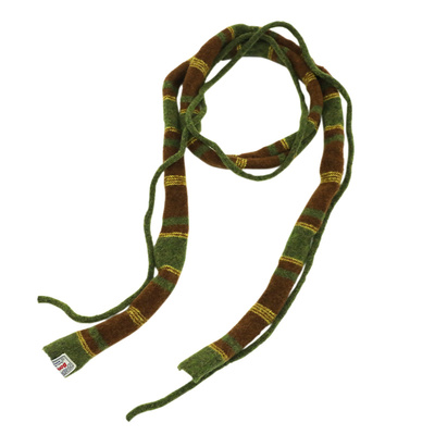 含羊毛拼色条纹针织围巾女