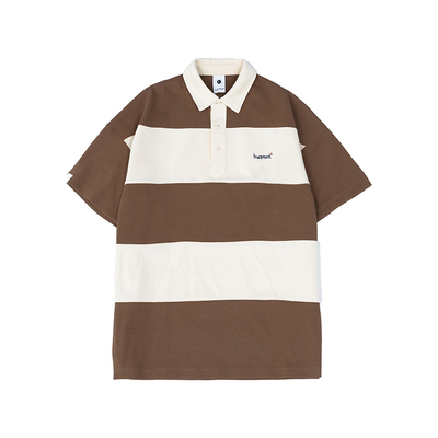 GOKIGA宫崎迦夏季潮流条纹短袖保罗POLO衫男痞帅宽松休闲T恤6624