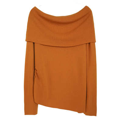 木子理想大码一字领大翻领针织衫