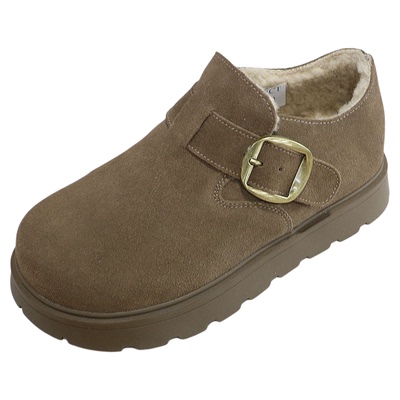 诗路花语真皮加绒保暖软底乐福鞋