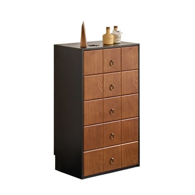 中古风实木五斗柜胡桃木色