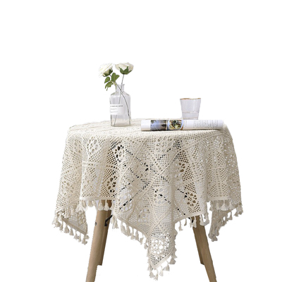 种花家棉线蕾丝编织镂空桌布