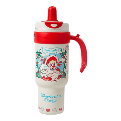 uooha悠哈小不点拉手冰霸杯大容量潮流带手柄吸管保温杯水杯