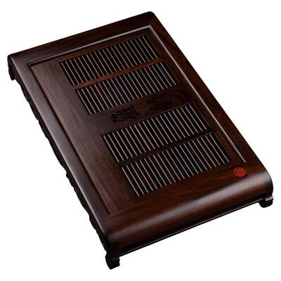 从简黑檀木抽屉式鸡翅大号茶盘