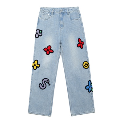 双高胎同款美式潮牌牛仔裤宽松