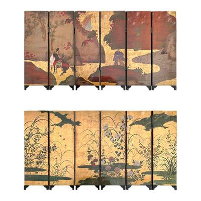 茶空间桌面摆件漆器双面屏风创意