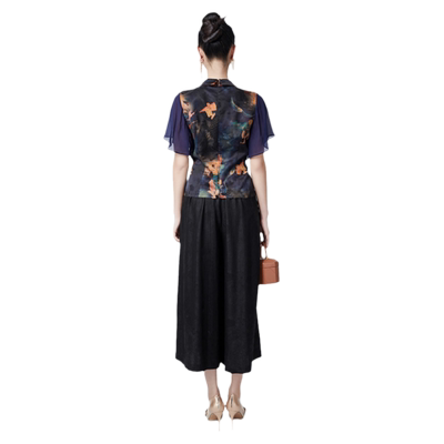 乔万尼真丝香云纱上衣重磅26mm桑蚕丝收腰设计短袖小衫ET2C283