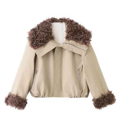 艾莱依女短款白鸭绒羽绒服小个子