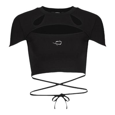 .造型感镂空胸前挖空t