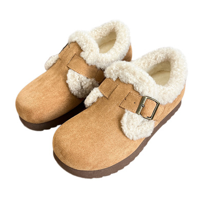 卷毛高厚底保暖雪地靴勃肯鞋哦~