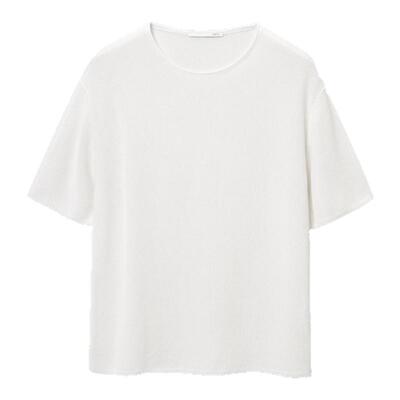 春夏套头短袖针织衫OVV圆领