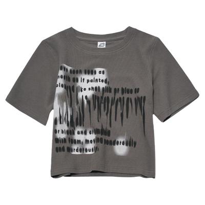 美式复古字母正肩短T恤辣妹短袖