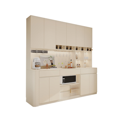 定制实木餐边柜靠墙一体储物柜简约白色茶水柜厨房碗柜橡木高柜子