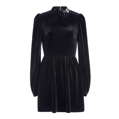 FIVEPLUS灯笼袖丝绒小黑裙