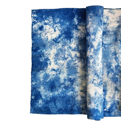 桌旗布幔丨传统靛蓝手工古法扎染土布DIY茶席草木染蓝染植物染