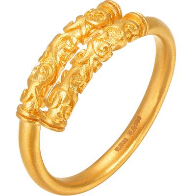 明牌珠宝古法黄金活口戒指