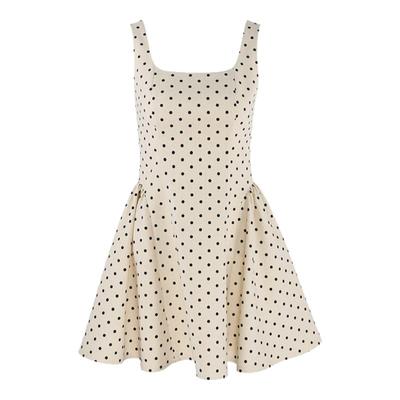 韩语琳方领波点连衣裙