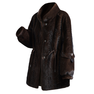 宽松紧仿水貂皮毛毛环保皮草外套