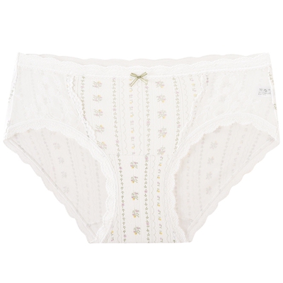 3件129|商场同款MYBODY清新印花棉感包臀抗菌纯棉底裆蕾丝内裤女