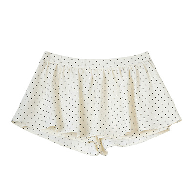 First Ring 白底黑波点低腰A字版型半身裙女显瘦短裙 防走光裤衬