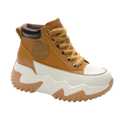 内增高休闲轻便舒适黄色高帮鞋女