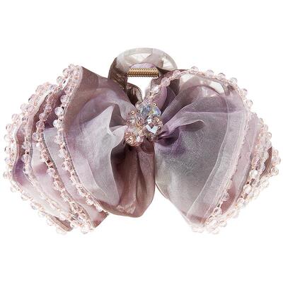 兰诺网纱蝴蝶结水晶抓夹女高级感2026新款大号发量大半扎发鲨鱼夹