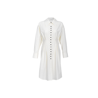 百丝BCVOGA温柔风软糯糯收腰长裙2024秋季新品法式优雅衬衫连衣裙