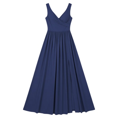 Solid color sleeveless waist cinching dress纯色无袖收腰长裙