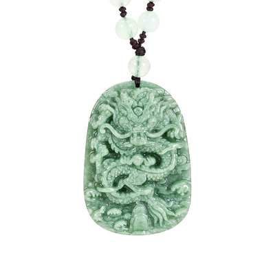天然缅甸翡翠龙牌吊坠