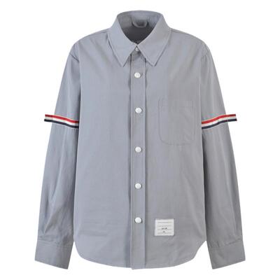 万茜无所畏惧罗英子热依扎同款长袖牛津衬衫女四条杠宽松衬衣情侣