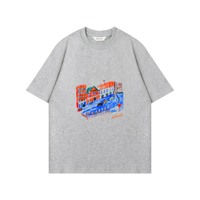 ROLLCALL灰色涂鸦街景短袖T恤