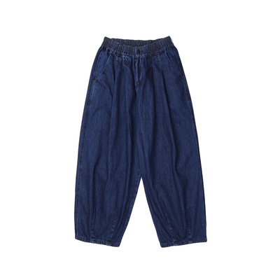 日系深蓝色男女街头灯笼牛仔裤