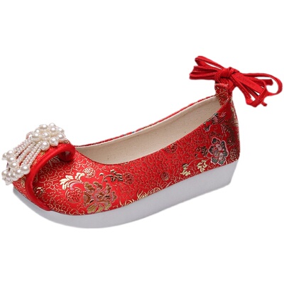 原创流苏红色明制登云履鞋子