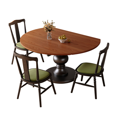 六家铺实木伸缩餐桌可变圆桌中古