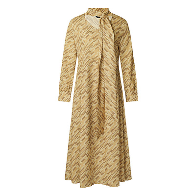 BCBG夏季万千裙装悬阶建筑几何感飘带领LOGO印花裙连衣裙长款