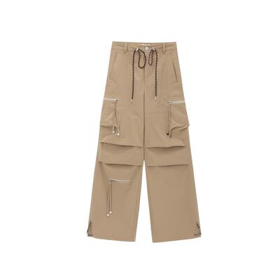 REVAN芮范设计师款甜酷感卡其抽绳工装裤RL11301237