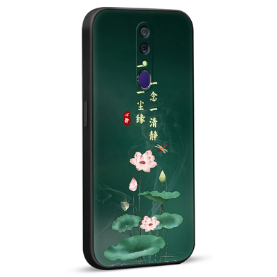 彧玺适用于oppoa9经典中国风手机壳oppo防摔保护套pcem00网红热卖款oppoa9x荷花插画pcem00时尚复古oppo文字