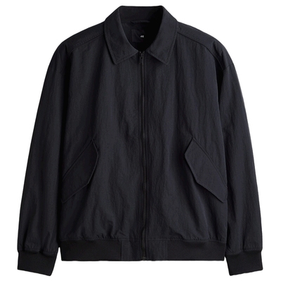 HM男装夹克冬季翻折领宽松版型疏水教练外套1300526