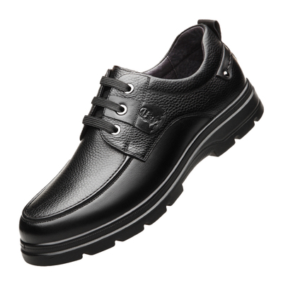 老人头休闲皮鞋男真皮厚底爸爸鞋