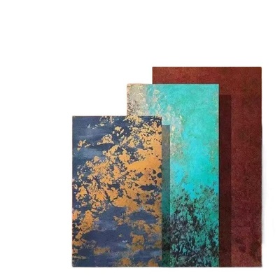 网红艺术鎏金板艺术漆背景墙饰面板铁锈铜锈奢石软石金属装饰板材